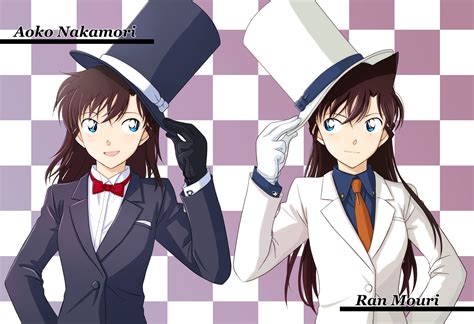 Blue Eyes Bow Brown Hair Detective Conan Gloves Hat Long Hair Magic Kaito Mouri Ran Nakamori