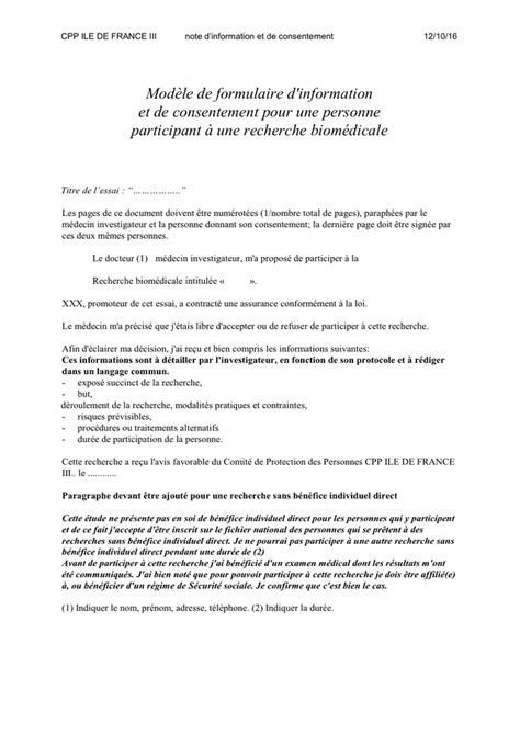 Lettre De Consentement