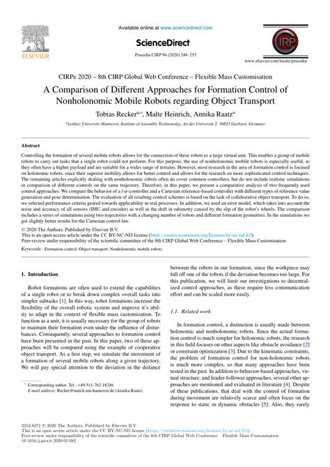 pdf a comparison of different approaches for formation control of nonholonomic mobile robots