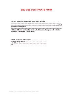 End Use Certificate Format Fill And Sign Printable Template Online