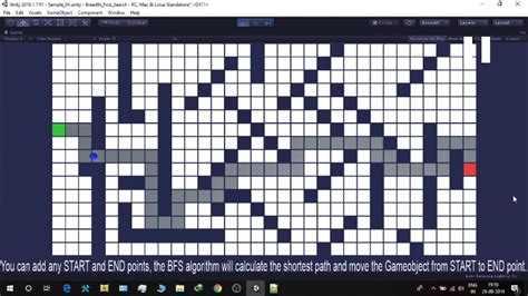 bfs breadth first search to find the shortest path using unity3d game engine youtube