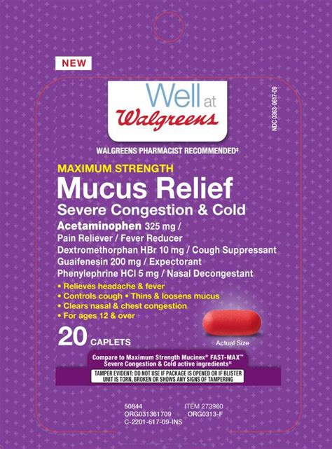 Maximum Strength Mucus Relief Severe Congestion And Cold By Walgreen Co