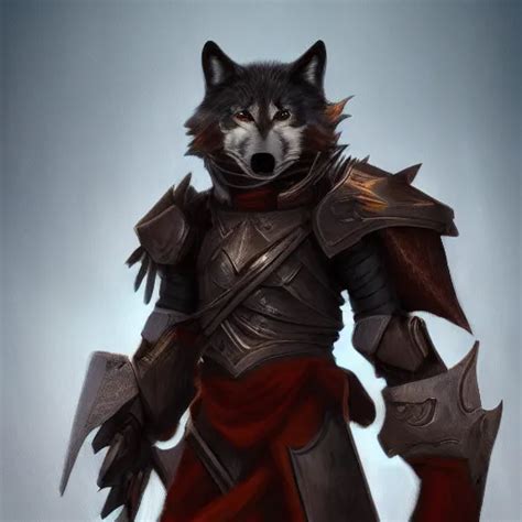 Painting Of An Anthropomorphic Wolf Knight Character Stable