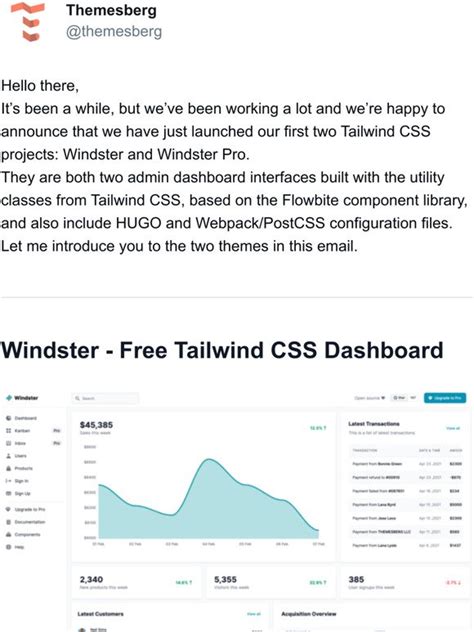 Crafty Dwarf Srl We Launched Windster Our First Tailwind Css Dashboard