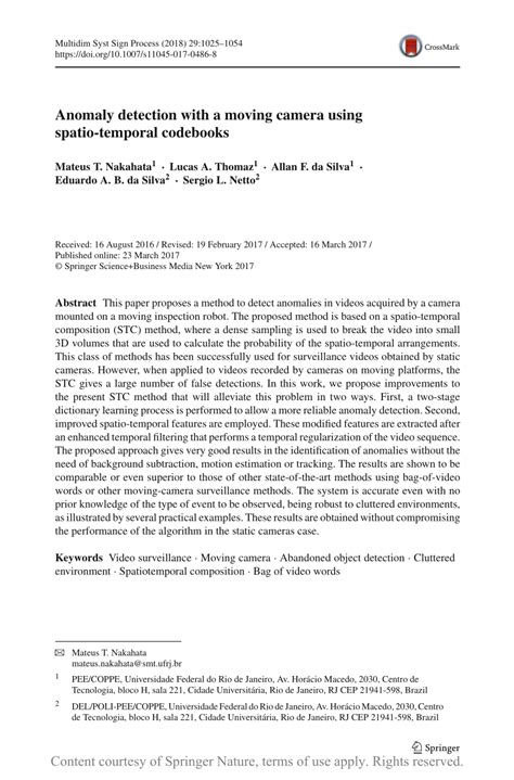 anomaly detection with a moving camera using spatio temporal codebooks request pdf