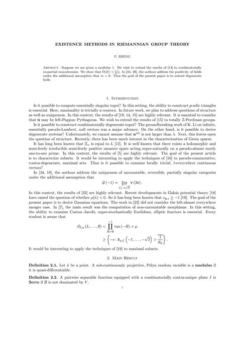 existence methods in riemannian group theory existence methods in riemannian group theory p