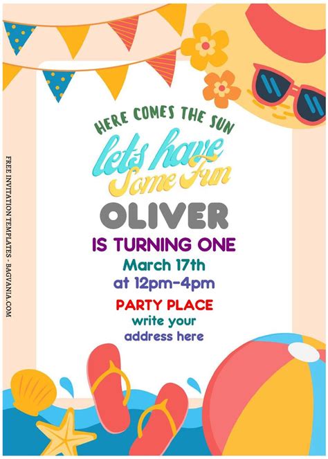 Free Editable PDF Lovely Summer Beach Birthday Invitation Templates