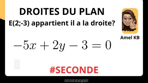 Equation cartésienne savoir si un point appartient à une droite YouTube