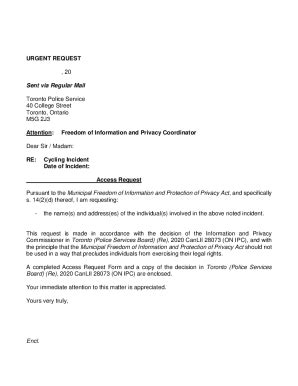 Fillable Online URGENT REQUEST 20 Sent Via Regular Mail Toronto