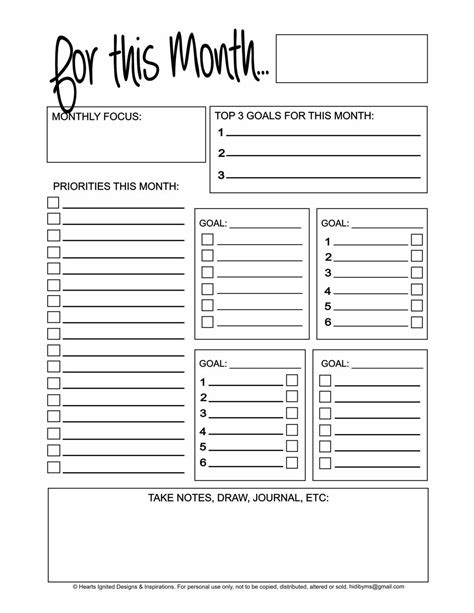 Monthly Goals Template
