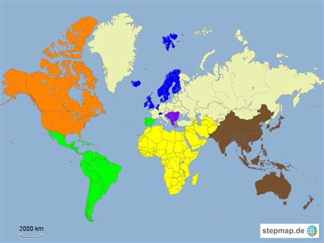 StepMap Regionen der Welt Landkarte für Welt
