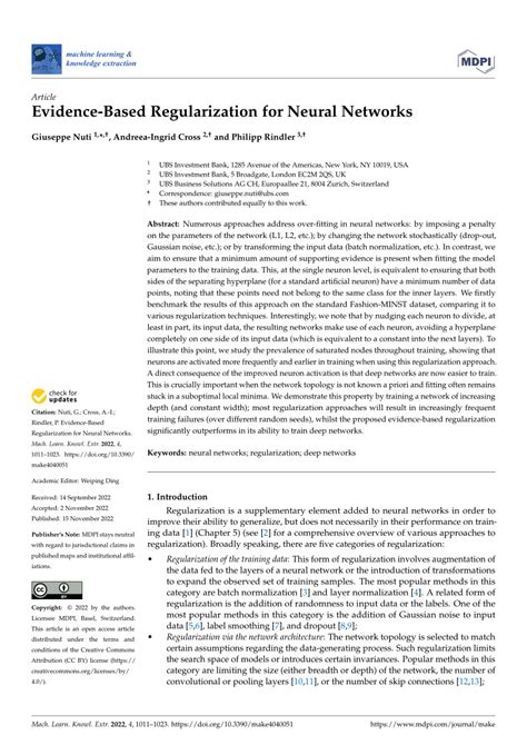 pdf evidence based regularization for neural networks