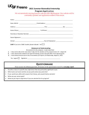 Fillable Online Fresno Ucsf EduStudentApplication 20212021 Summer