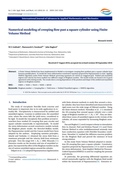 pdf numerical modeling of creeping flow past a square cylinder using finite volume method