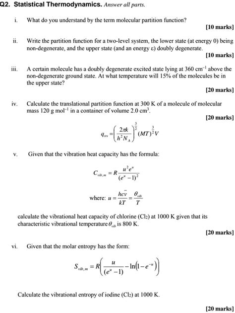 solved q2 statistical thermodynamics answer all parts what do you understand by the term