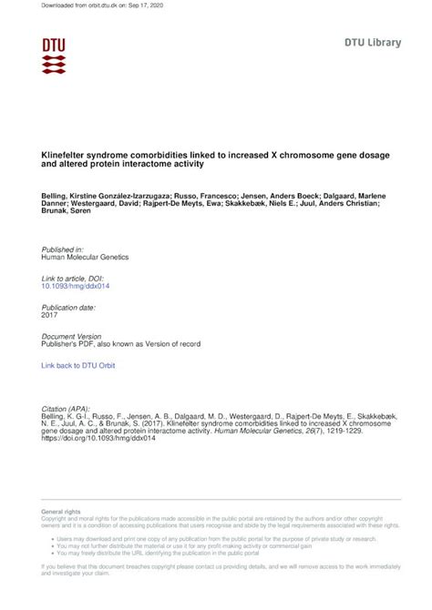 PDF Klinefelter Syndrome Comorbidities Linked To Klinefelter