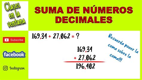 Suma De Decimales Con Punto Ejercicios