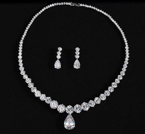 Rhinestone Bridal Jewelry Set Cubic Zirconia Diamond Jewelry Etsy