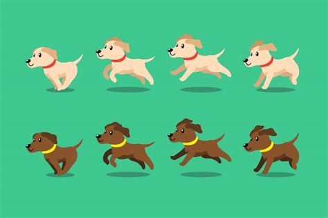Perro De Dibujos Animados Labrador Retriever Perro Corriendo Paso