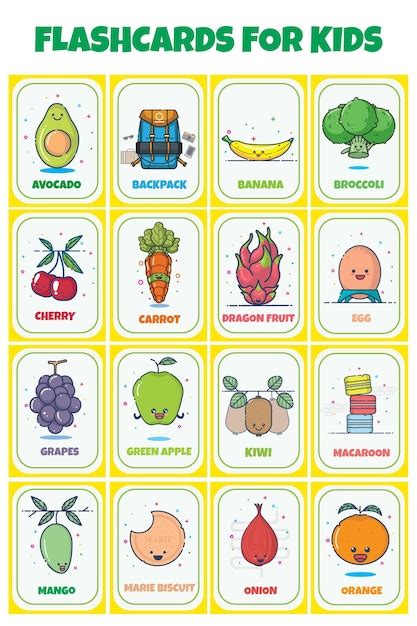 Des Flashcards Mignons Pour Les Enfants Illustration Vectorielle