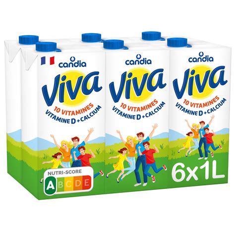 Lait vitaminé Viva CANDIA le pack de 6 briques de 1L à Prix Carrefour
