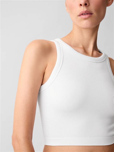 GapFit Seamless Rib Cropped Halter Tank Top Gap