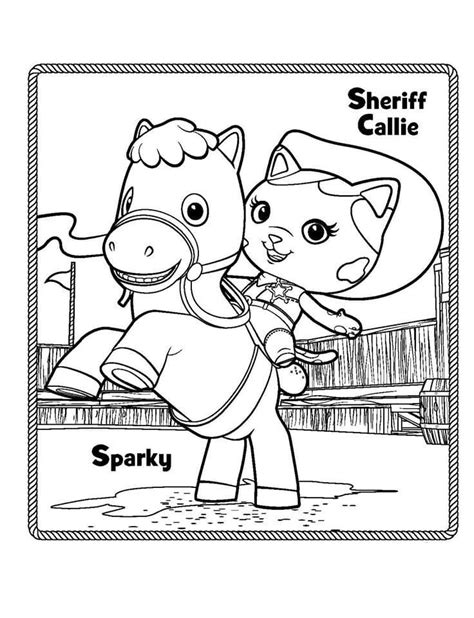 Sparky And Sheriff Callie Coloring Page Free Printable Coloring Pages