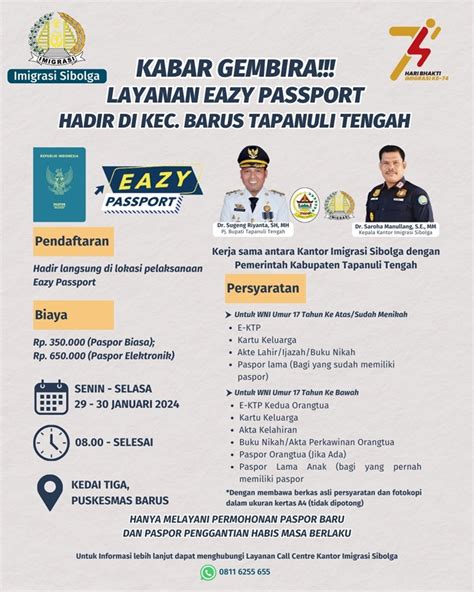 Layanan Eazy Passport Imigrasi Sibolga Hadir Di Barus Catat Tanggalnya
