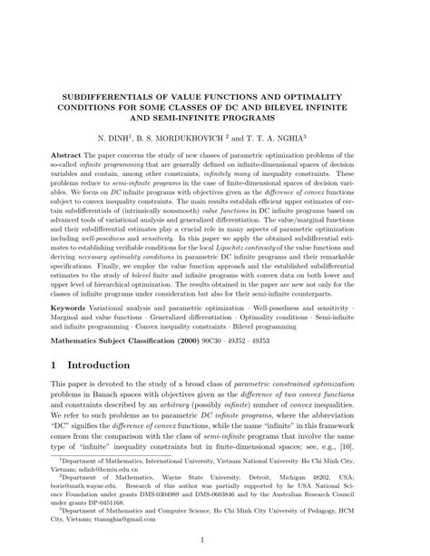 pdf subdifferentials of value functions and optimality conditions for dc and bilevel infinite