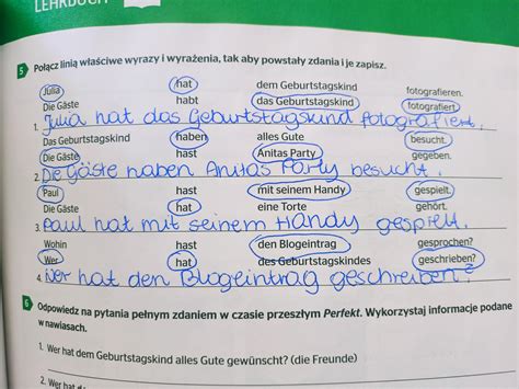 5 Połącz linią właściwe wyrazy i wyrażenia tak aby powstały zdania i