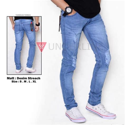 Jual Celana Jeans Bikers Pria Sobek Panjang Jins Jens Dewasa Pakaian