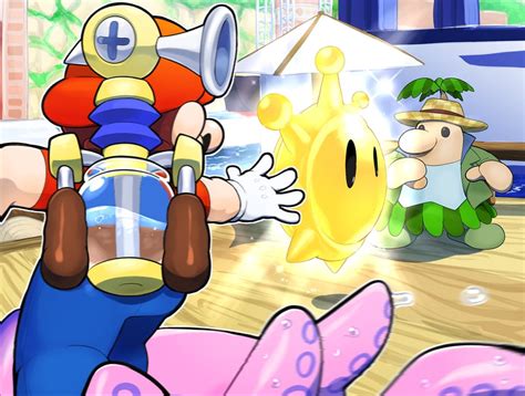 Mario Blooper F L U D D And Pianta Mario And 1 More Drawn By