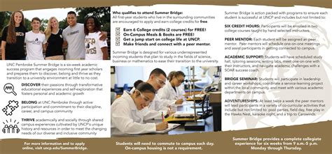UNCP Summer Bridge Program Accepting Applications Fairmont High School