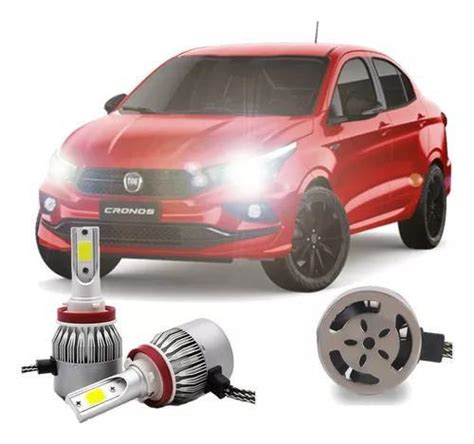Kit Lâmpadas Super Led Farol Milha Fiat Cronos 2014 2015 C6 Lâmpada