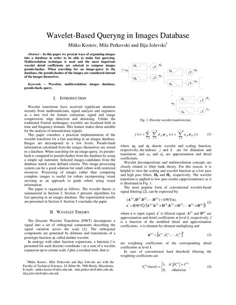 pdf wavelet based queryng in images database
