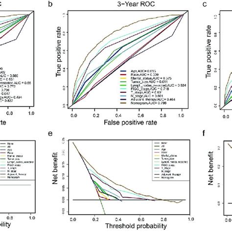 Clinical Utility Of The Nomogram Models In The Training Set A C ROC