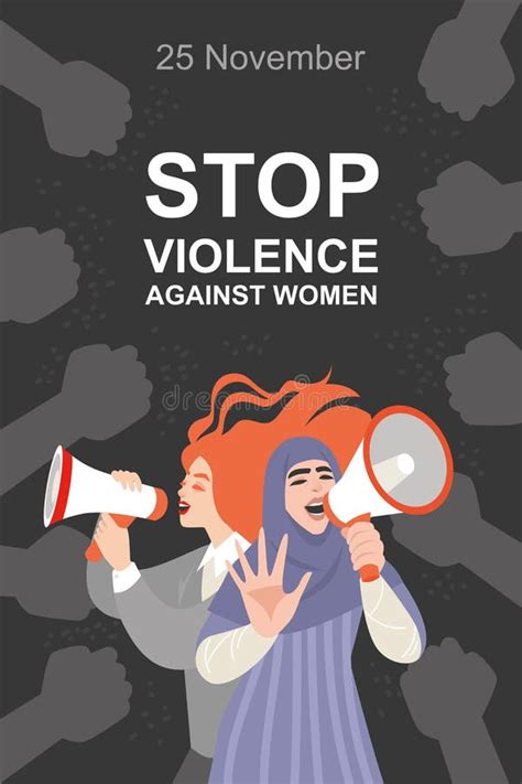 Parem De Violência Contra a Ilustração Conceitual Feminina Duas