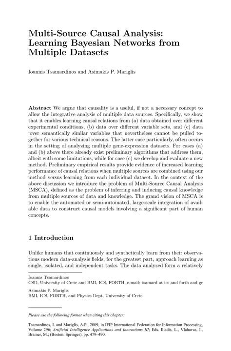pdf multi source causal analysis learning bayesian networks from multiple datasets