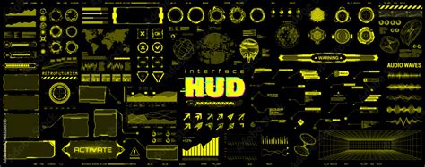 Graphic Box Elements HUD UI GUI Cyberpunk Interface Charts Frames