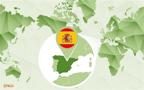 Mapa M Ndi Centrado Na Am Rica Mapa Ampliado Da Espanha Vetor Premium