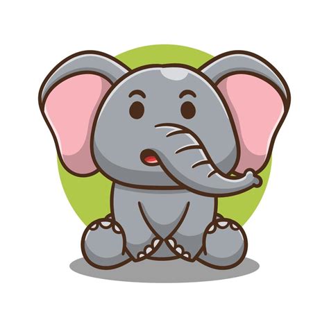 ilustração de elefante bonito dos desenhos animados sentado desenho