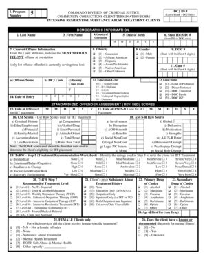Fillable Online Dcj State Co COMMUNITY CORRECTIONS CLIENT TERMINATION