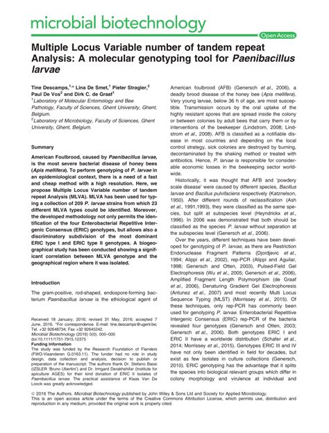 pdf multiple locus variable number of tandem repeat analysis a molecular genotyping tool for