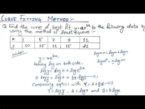 Curve Fitting Least Square Method Curve Fitting Exponential Youtube