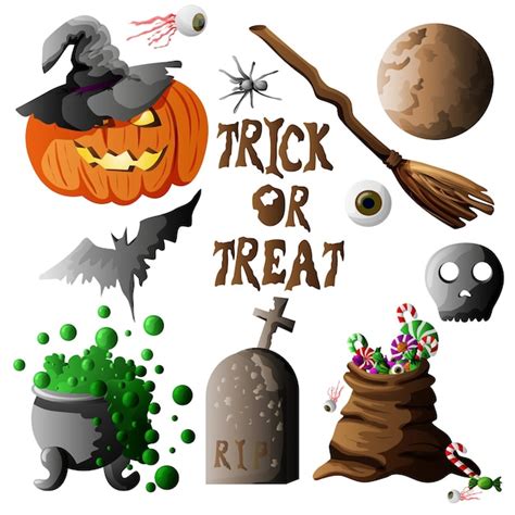 Premium Vector Halloween Set Of Illustrated Vector Elements Pumpkin