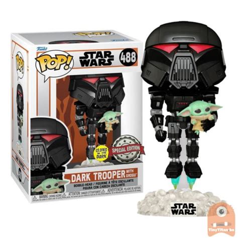 POP Star Wars Dark Trooper W Gorgu GITD 488 The Mandalorian Exclusive