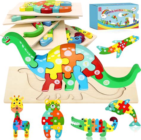 SAMISO Holzpuzzle für Kleinkinder von 1 3 Jahren Montessori Spielzeug