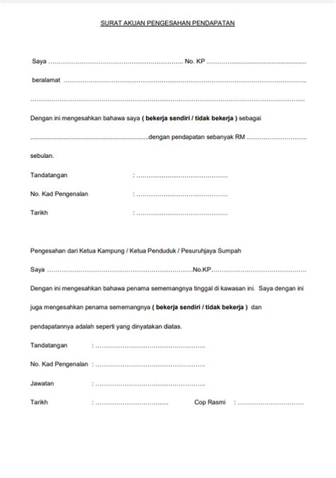Contoh Surat Pengesahan Penduduk Dari Ketua Kampung Contoh Surat