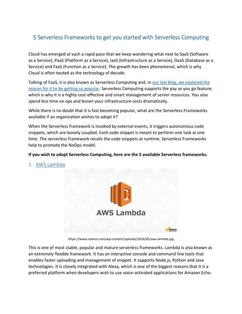 ppt 5 serverless frameworks to get you started with serverless computing powerpoint
