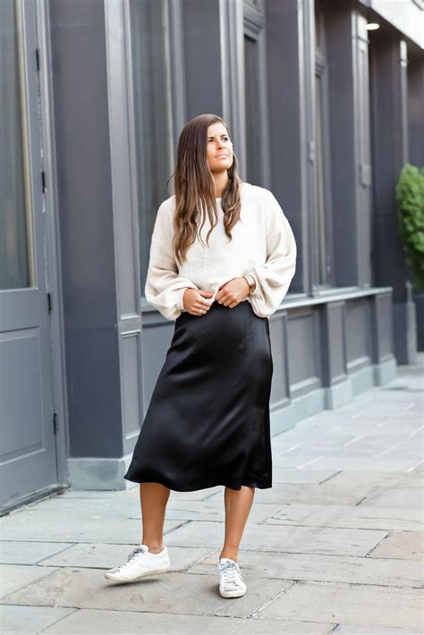 Two Ways To Style Satin Midi Skirt To Be Bright Midi Skirt Satin